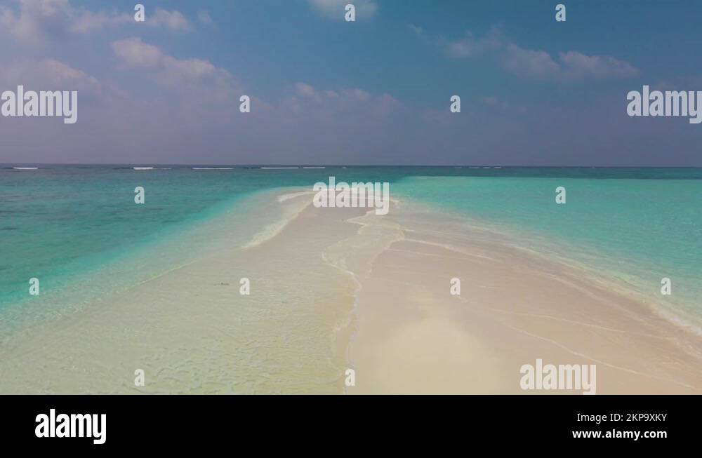 sandbank washed down into the horizon washed from two sides by the ...