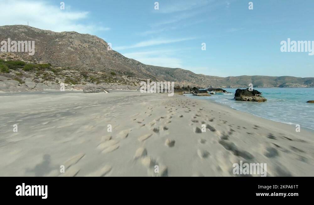 AERIAL: Kedrodasos beach near Elafonissi beach on Crete island with ...