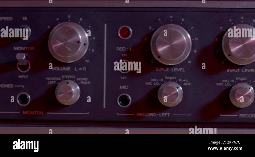 Front side vintage tape recorder audio playback Control elements device ...