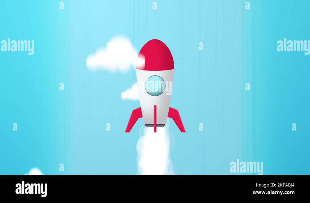 Seamless Loop Cartoon Startup Rocket Jet Fast Speed lines flying into ...