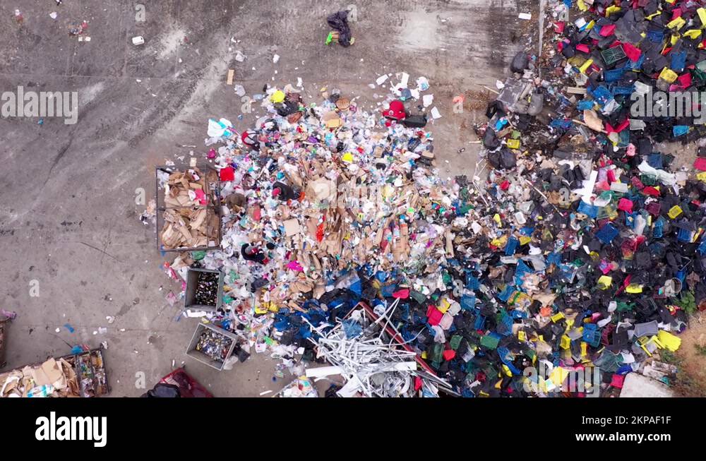 A waste sorting center for recycling. The recyclable paper packaging ...
