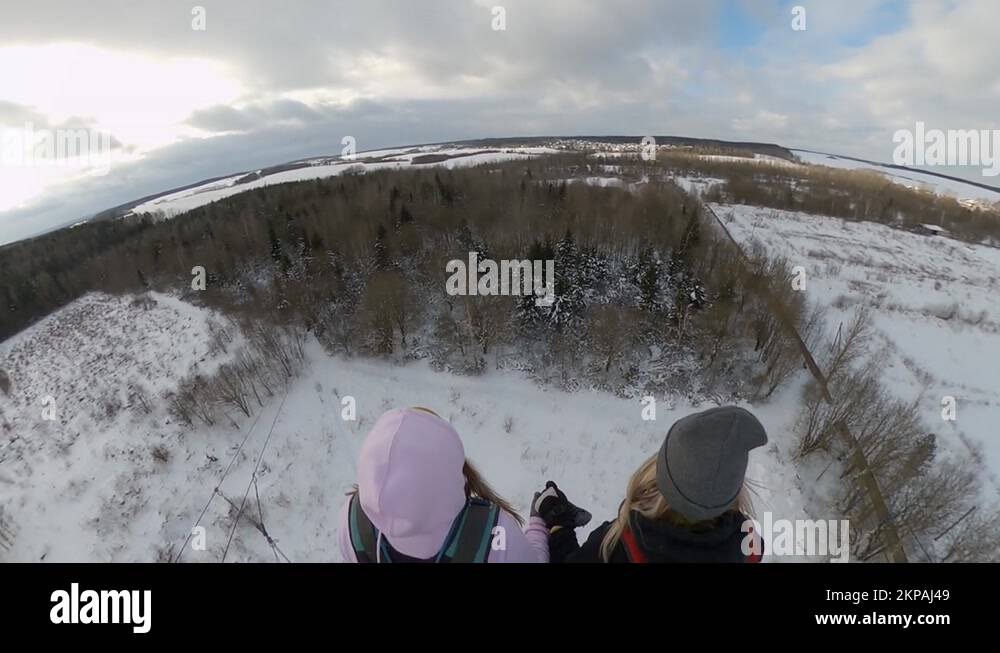 two girls jump from a height, holding hands, extreme Stock Video ...