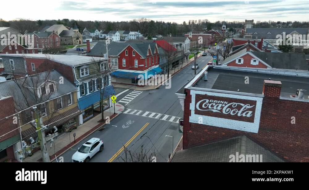 Classic Coke sign. Drink Coca Cola old style advertisement in small ...