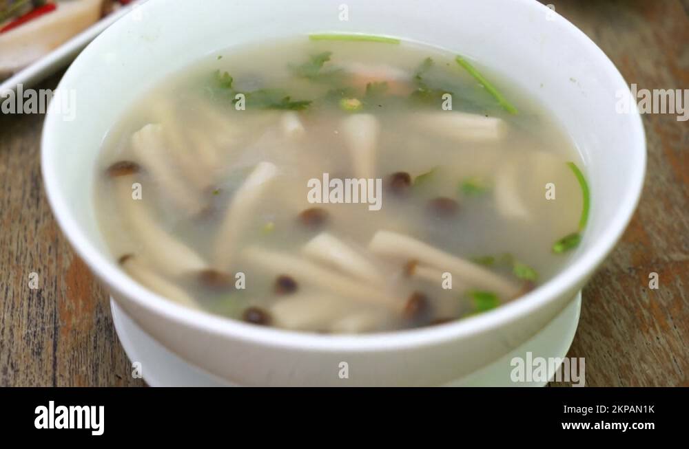 Spicy Termite Mushroom Soup in Thai style - Asian food style Stock ...