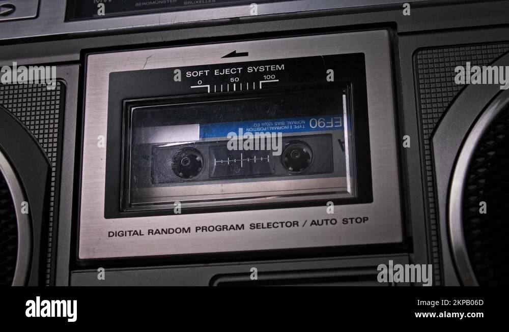 Audiocassette Rotates in Deck of an Old Tape Recorder Stock Video ...