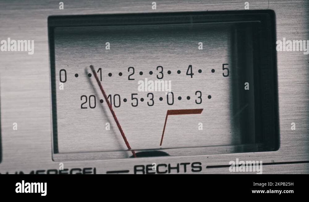 Analog VU Meter on Silver Colored Tape Recorder, Arrow Indicator Stock ...