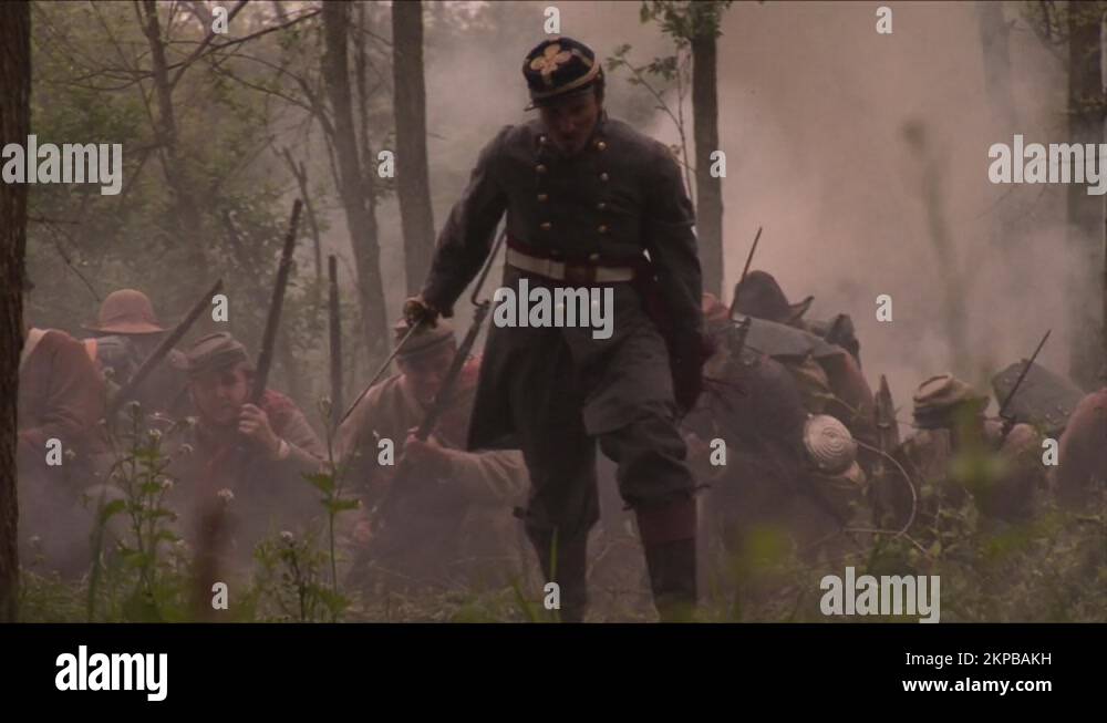 Civil War Re-enactment "Combat Camera" with Confederate Commander Under ...