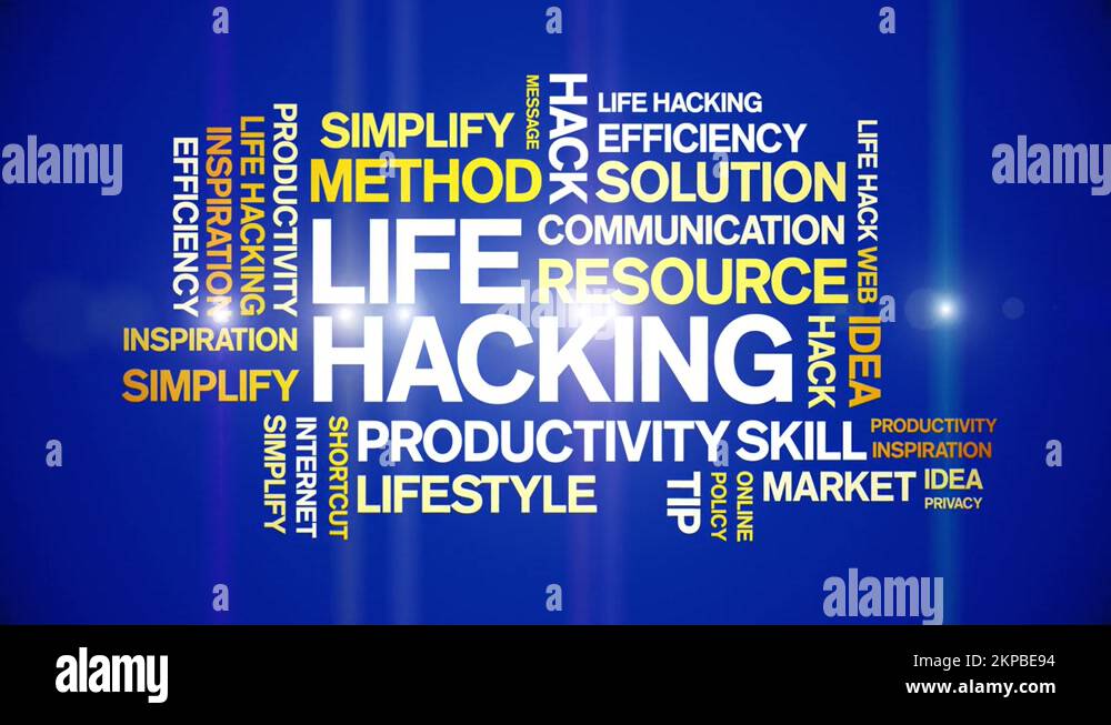 Life Hacking animated word cloud,animation tag kinetic typography ...