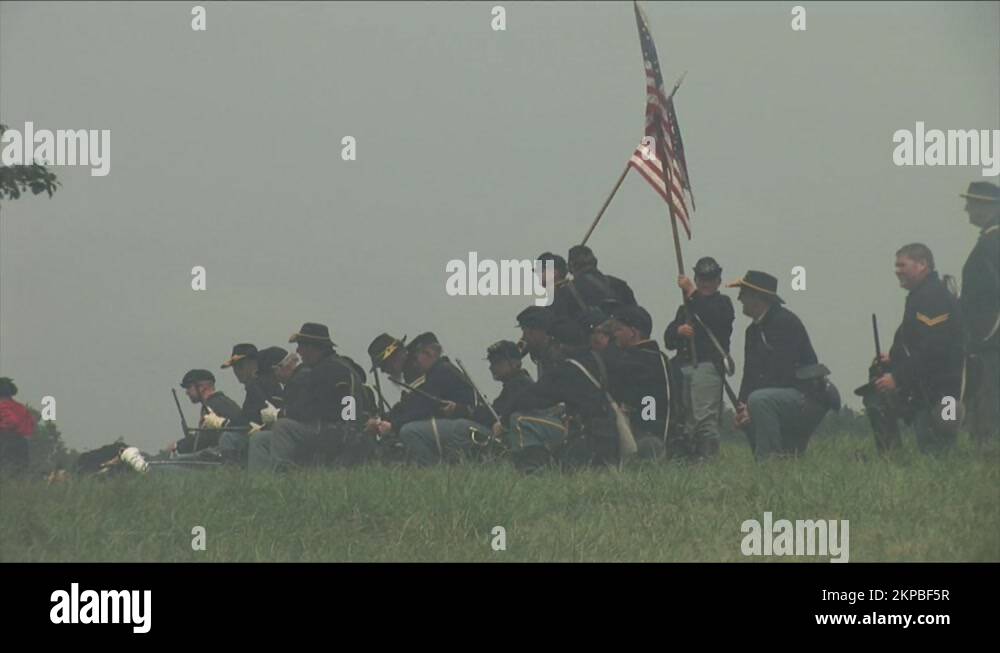 Handheld "Combat Camera" in a Union Firing line - Civil War Battle ...