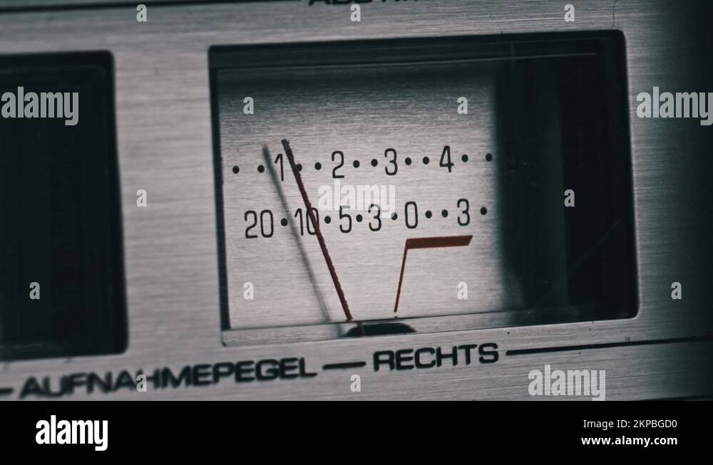 Analog VU Meter on Silver Colored Tape Recorder, Arrow Indicator Stock ...