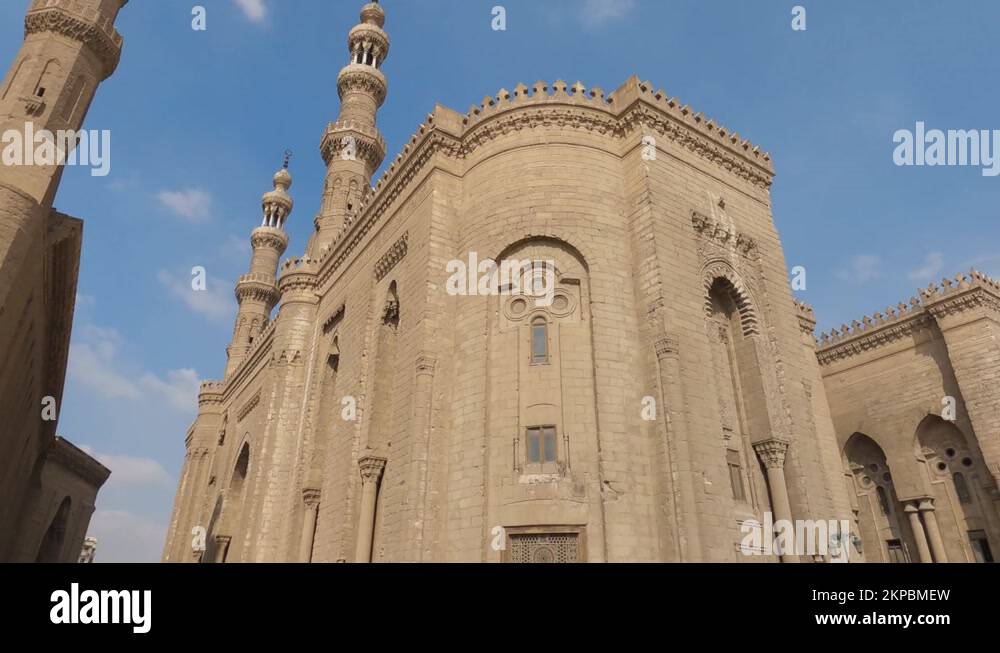 Panning view of Mosque-Madrasa of Sultan Hassan and Al-Rifa'i Mosque ...
