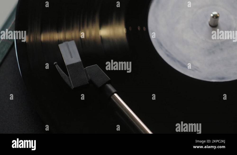 Vinyl record top view. Vintage old vinil black phonograph spinning ...