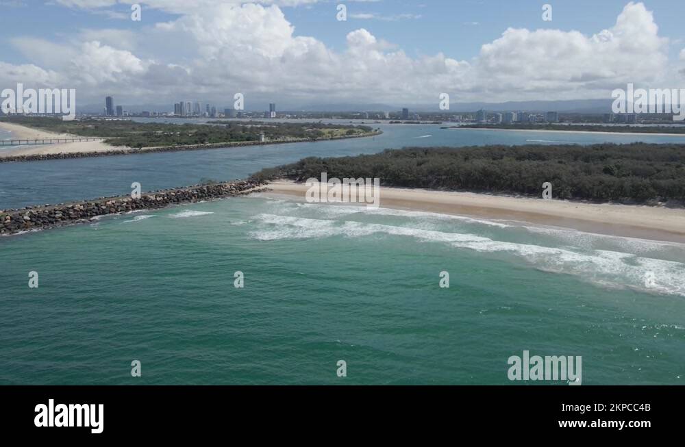 Seawall At Nerang River With Scenic Beach At South Stradbroke Island In ...