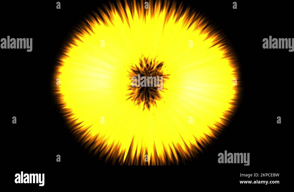 Circular warp pool ray burning animation in black background. 2D ...