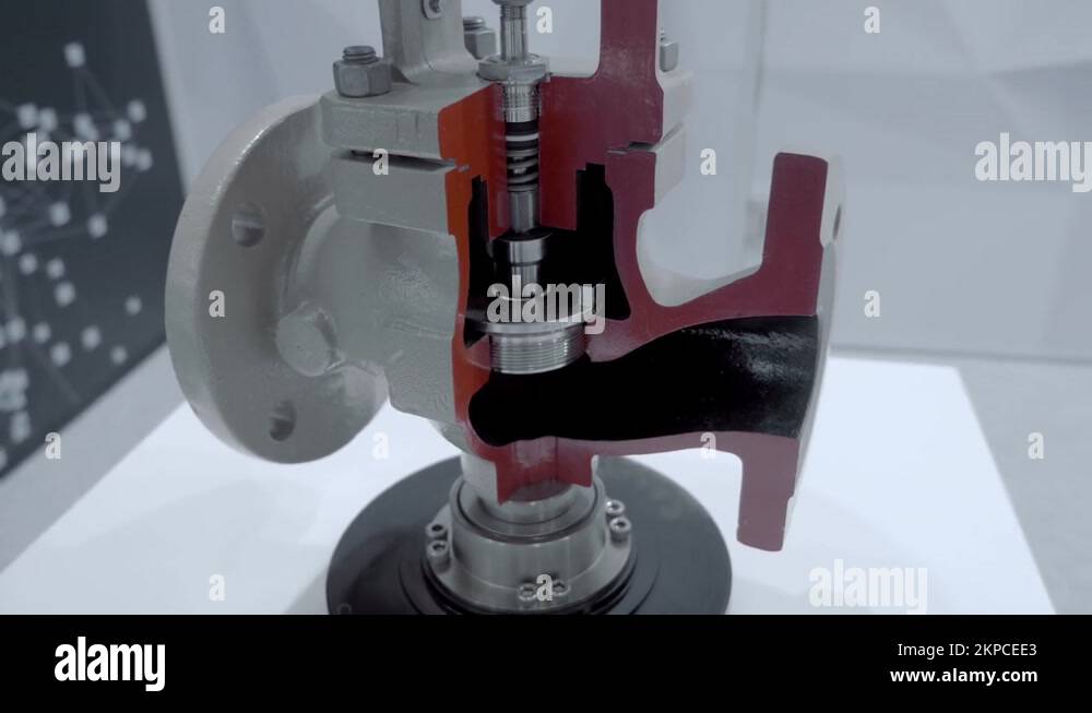 A industrial valve in a section allows you to see the structure of the ...
