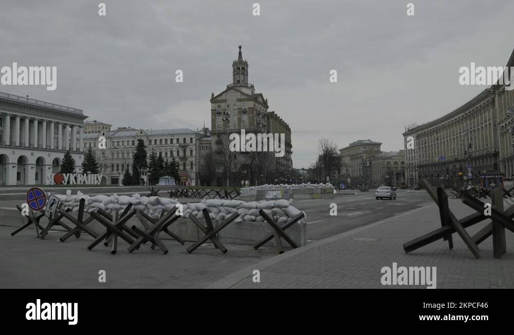Fixed shot on anti-tank barriers in Kiev, Ukraine Stock Video Footage ...