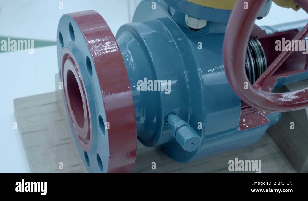 A industrial valve in a section allows you to see the structure of the ...