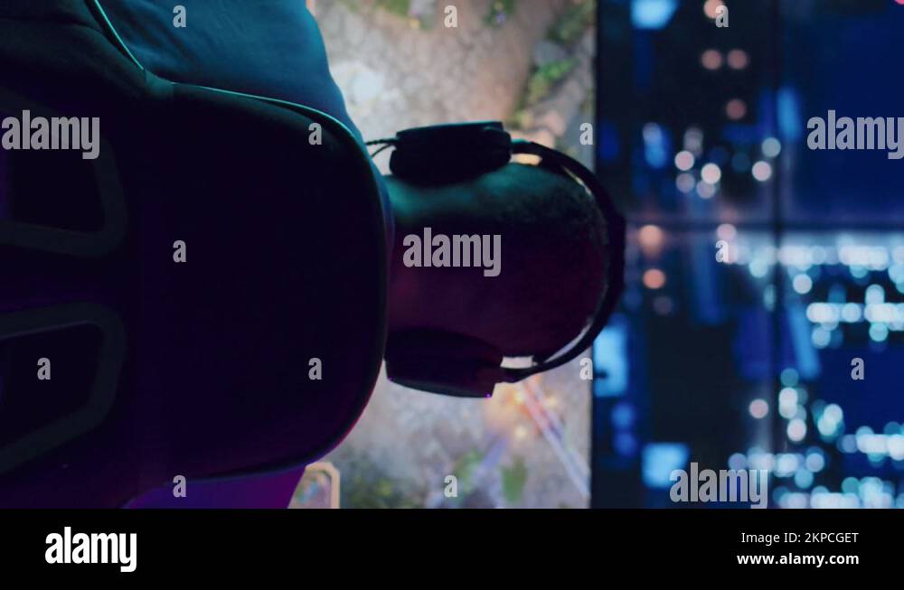 Vertical Screen Gamer Playing Video Game at Home Stock Video Footage ...