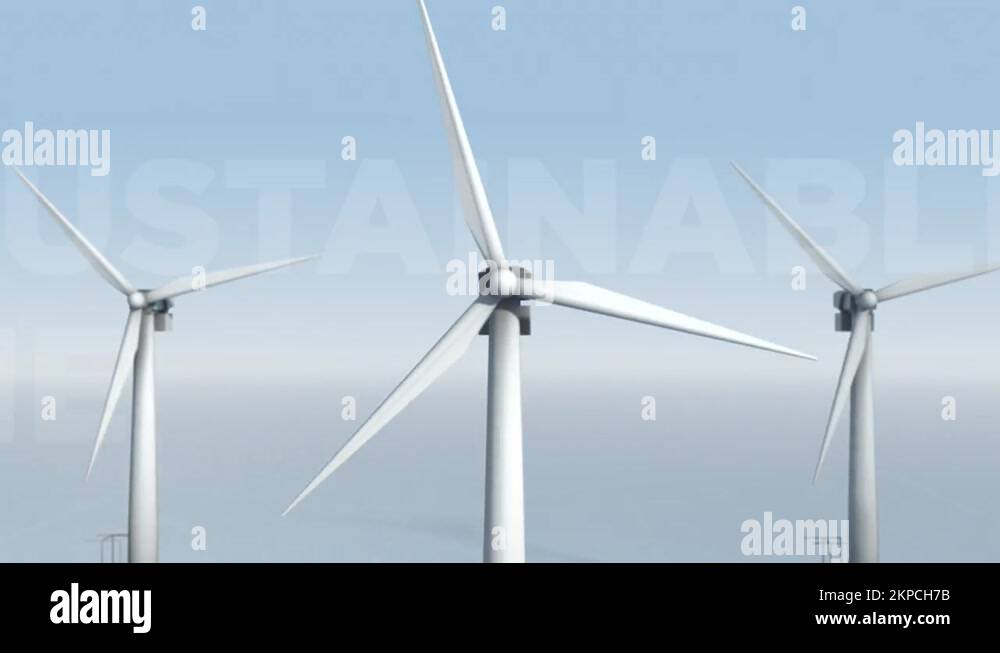 Wind Turbines With Three Blades. Side And Front View. Sustainable ...