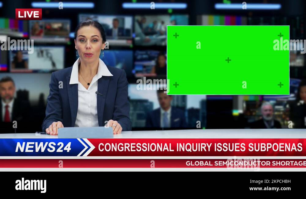 TV News Presenter Talk Green Screen Stock Video Footage - Alamy