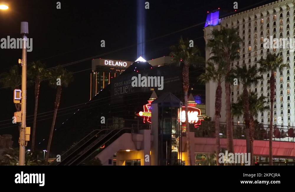 Pyramid and sky beam of the Luxor Las Vegas resort hotel at night in USA Stock Video Footage - Alamy