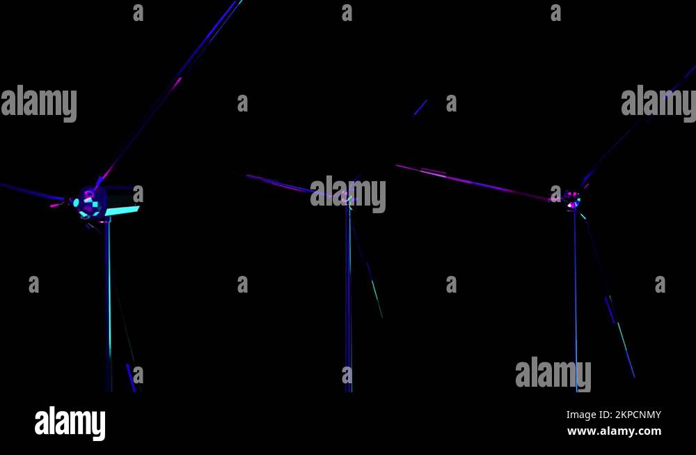 Hologram Wind Turbine Green Energy Concept in Psycodelic Neon Color ...