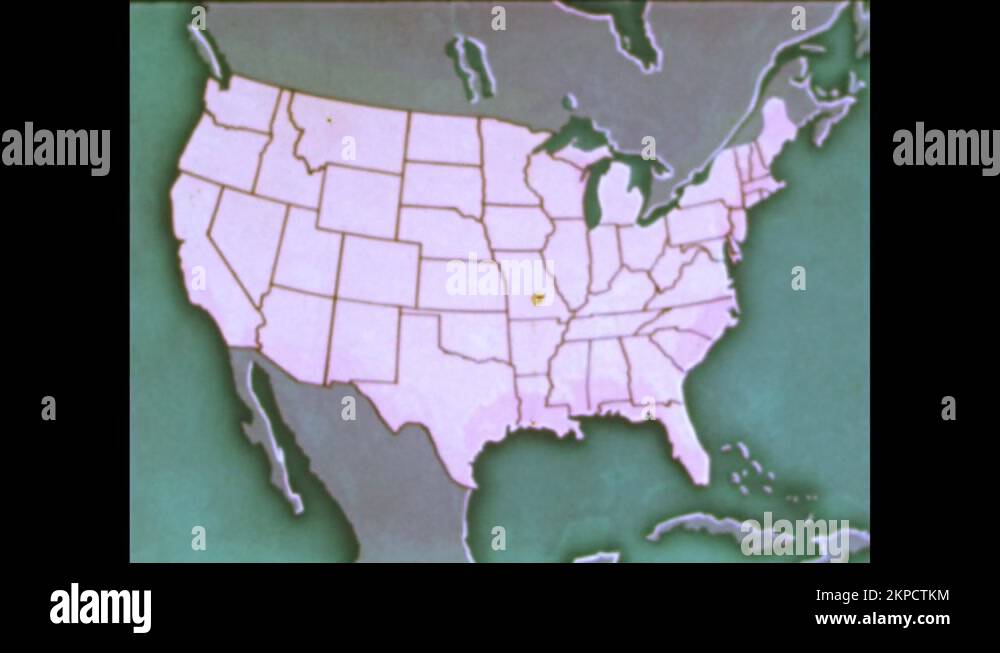 1950s: Map of United States, triangles appear. Body of Law chart. Words ...