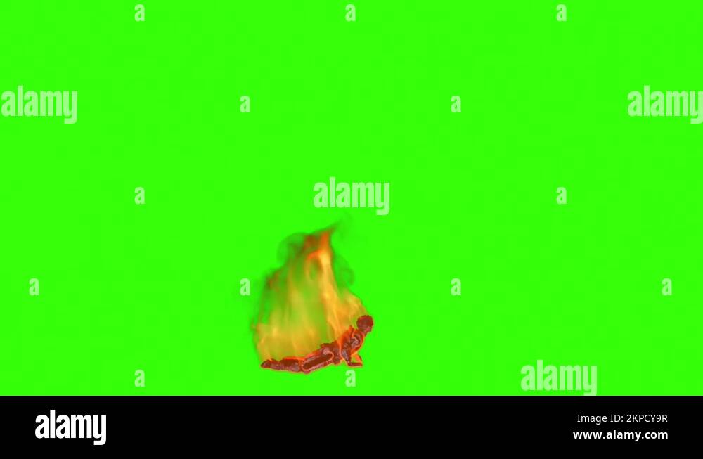 Soldier on fire crawling in agony, side view, Green Screen Chromakey ...
