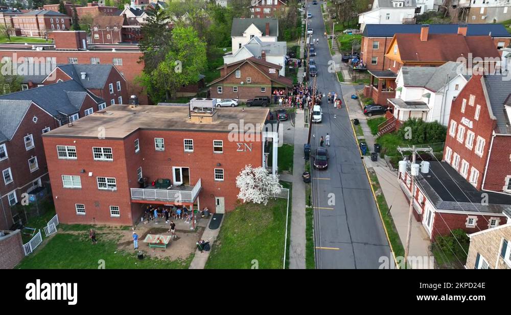 Greek row with frats and sororities at West Virginia University, WVU ...