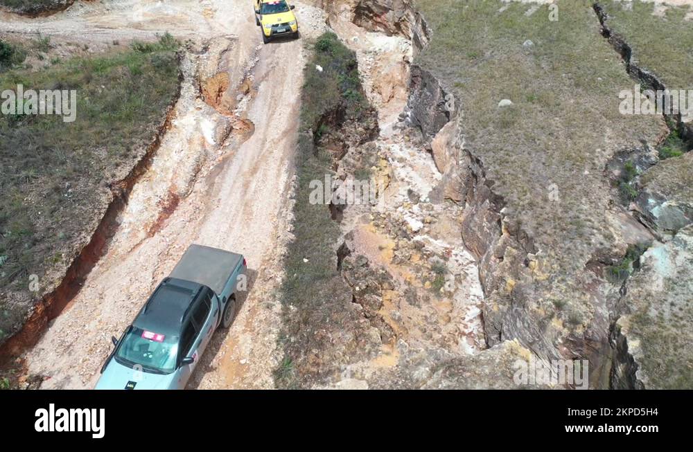 4x4 off road vehicles on rough terrain trail in Serra da Canastra ...