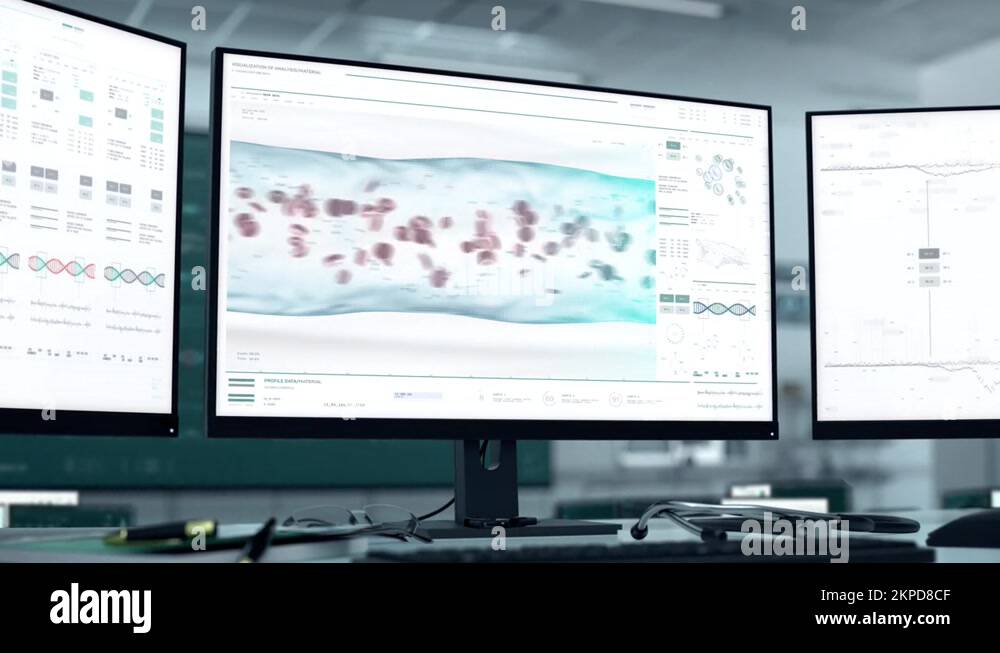 Medical scan software analyzing the cells for the scientific blood type ...