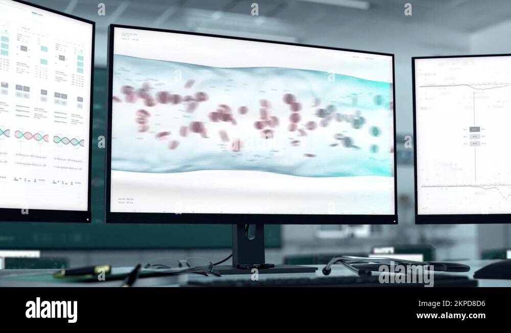 Medical Diagnostic system is inspecting the blood flow inside of the ...