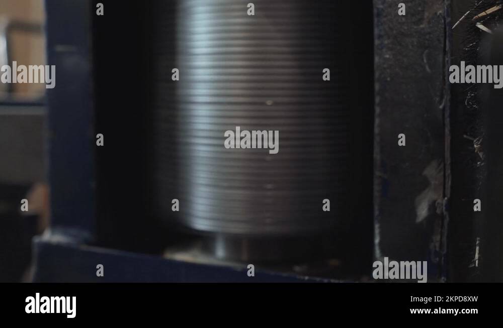 Close Up Of Industrial Board Treatment Saw Machine At A Manufacturing ...