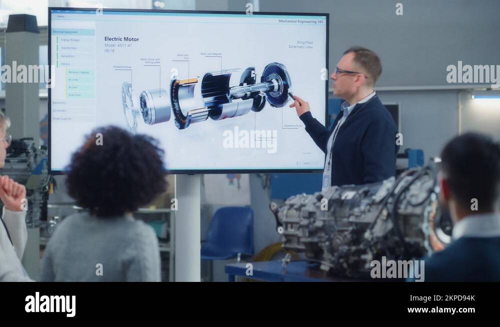 Teacher Showing Turbine Engine At Big Screen Stock Video Footage - Alamy