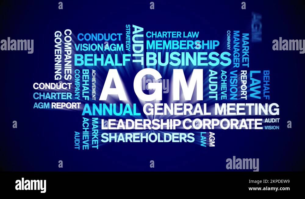 AGM - Annual General Meeting acronym word cloud,animation kinetic ...