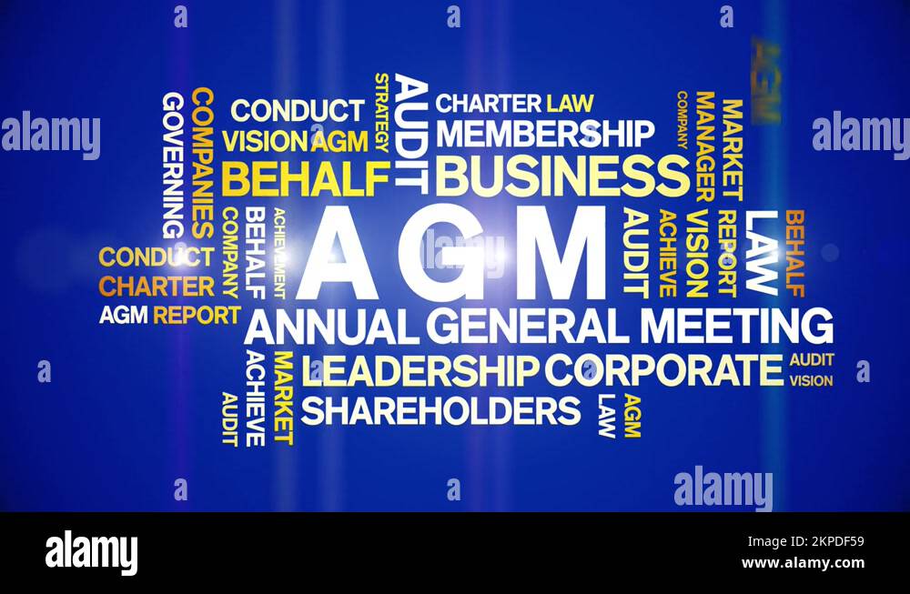 AGM - Annual General Meeting acronym word cloud,animation kinetic ...