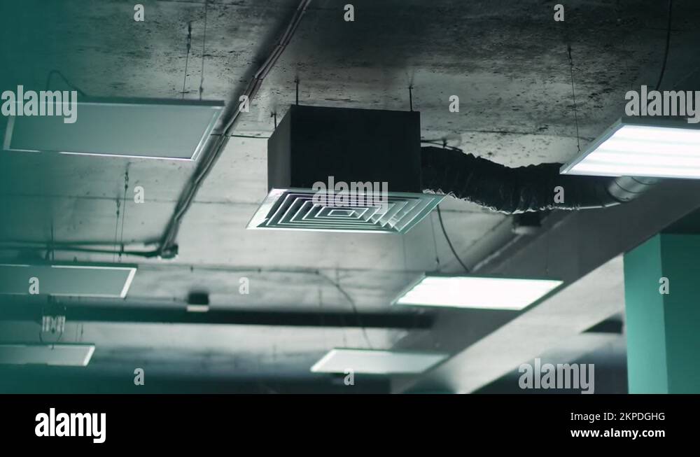 Ventilation system of office premises, walk through the office space ...