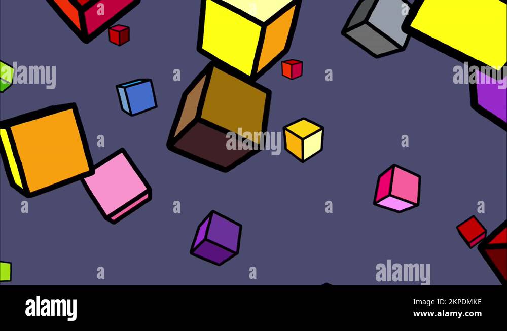 Cubes cartoon 3d different color flying Stock Video Footage - Alamy