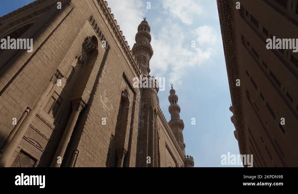 Low angle view of Mosque-Madrasa of Sultan Hassan and Al-Rifa'i Mosque ...