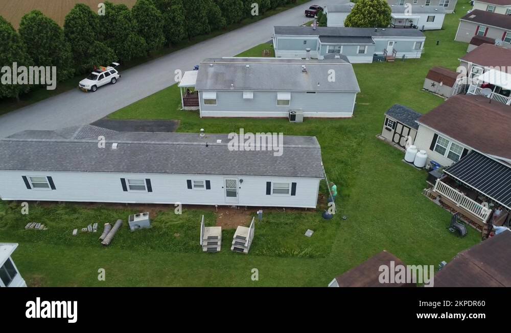 An aerial View of a Mobile, Manufactured, Prefab Home Being Removed ...