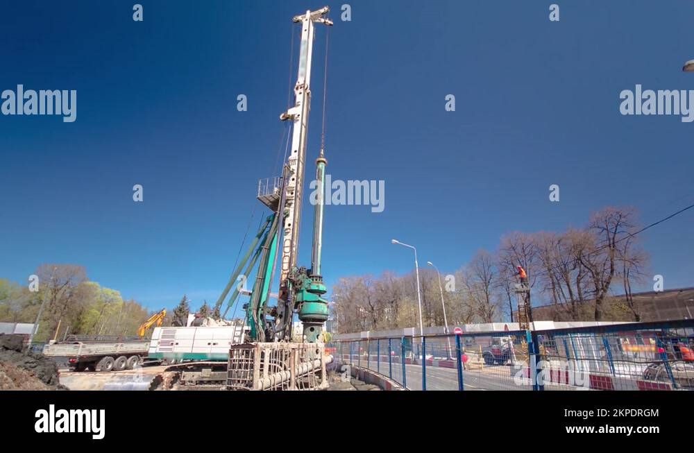 A large huge ditch pit tunnel timelapse at the construction site of the ...