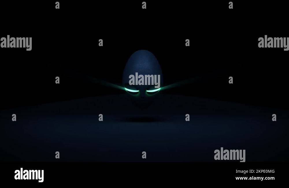 Alien Head with Glowing Eyes on dark background. 4K Animation Stock ...