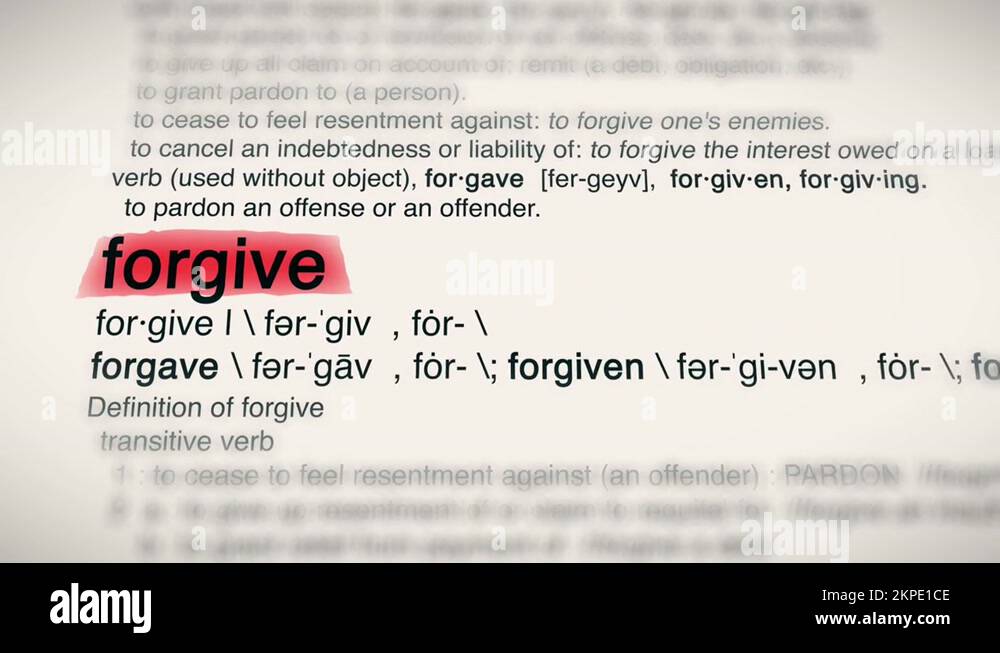 The Word Forgive Red Highlighted in a Dictionary Animation Stock Video ...