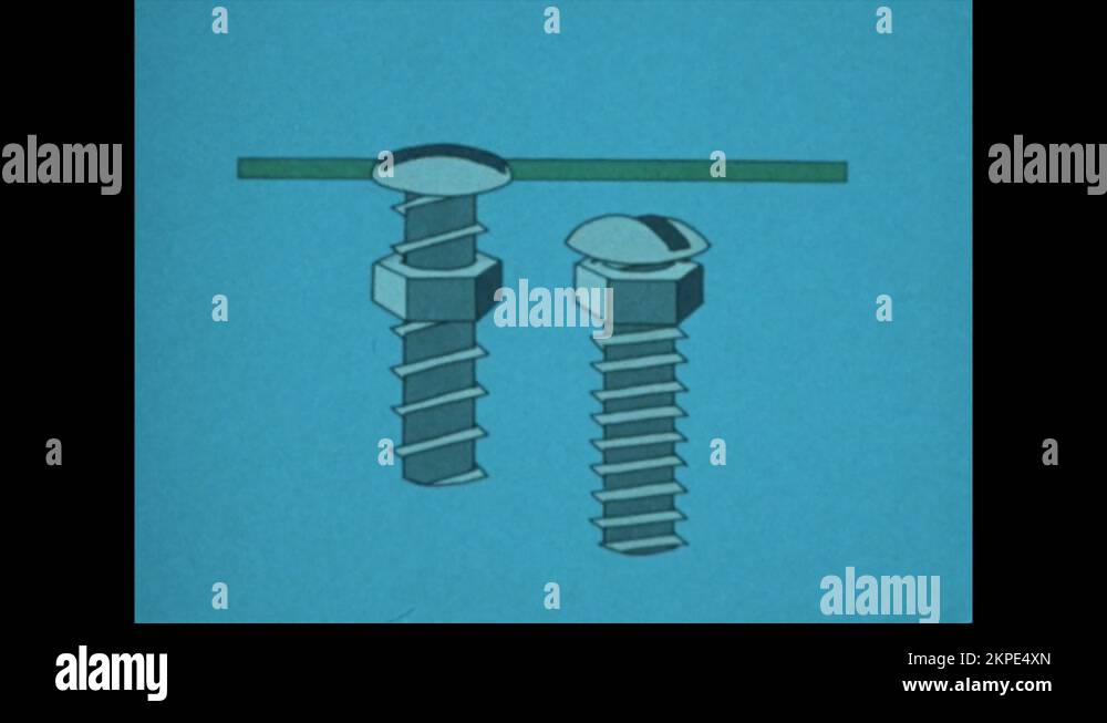 1980s: Diagram of two screws with nuts and different size threads ...