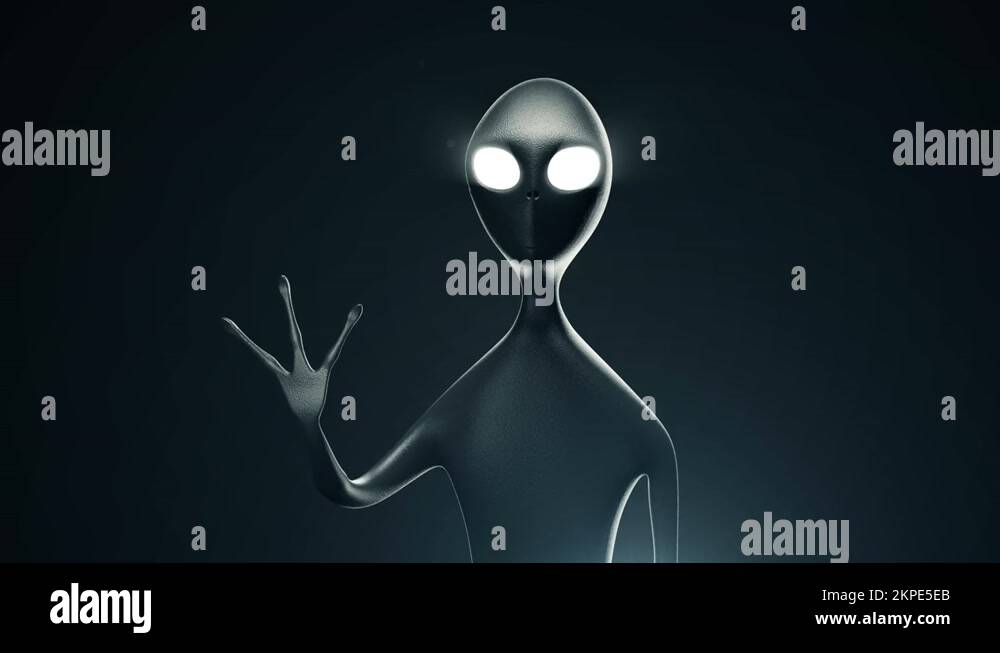 Alien stretches his hand on dark background. 4K Loop Animation Stock ...