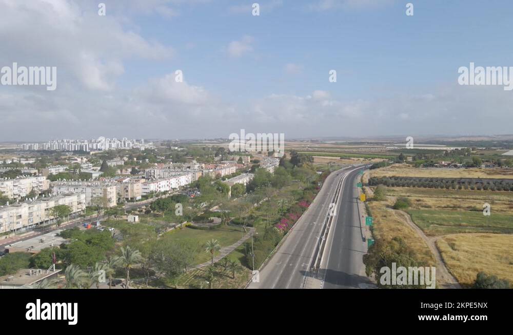 aerial shot above a traffic at netivot city, israel Stock Video Footage ...
