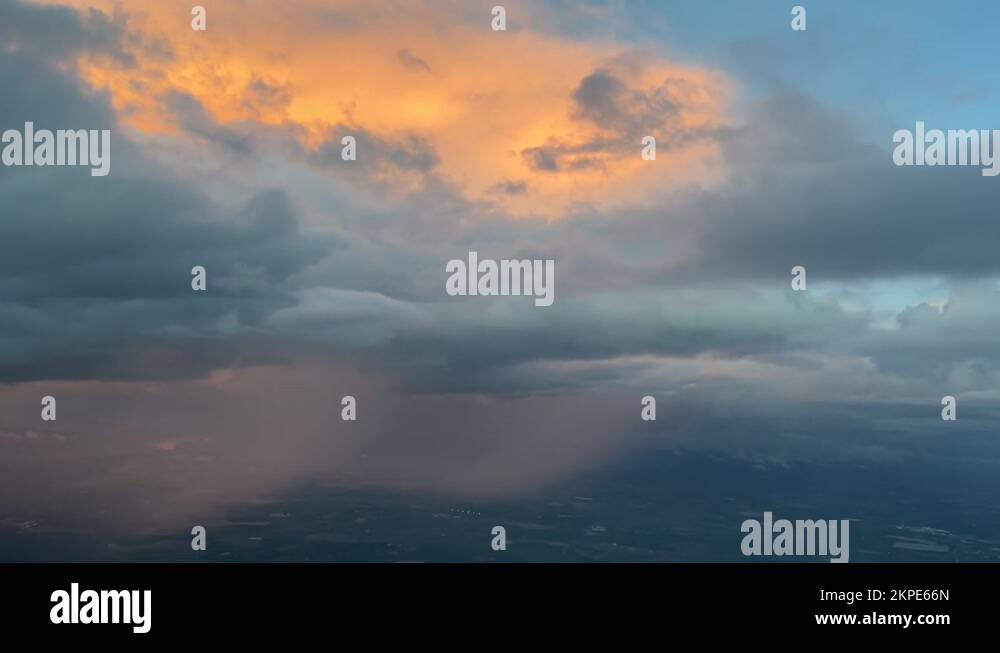 Aeral view from a jet cockpit approaching to Seville airport of a huge ...