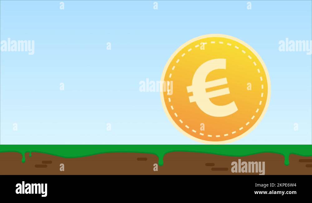 Gold Coin With Euro Sign Rolling In The Green Grass - animation Stock ...
