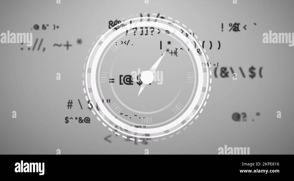Animation of clock moving over math formulas over grey background Stock ...