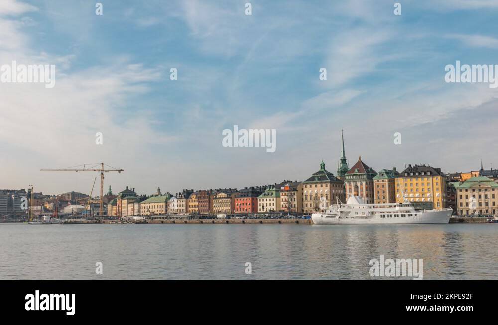 Stockholm Sweden time lapse 4K, city skyline timelapse at Gamla Stan ...
